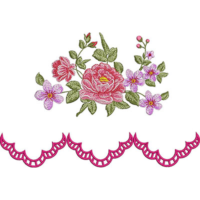 5 Embroidery Design Continuous Arches With Roses