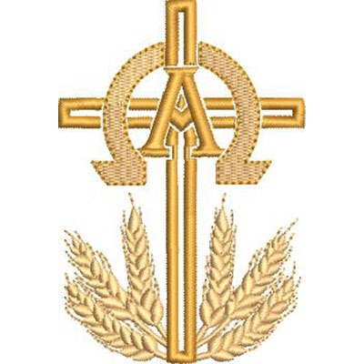 Embroidery Design Alpha And Omega Cross 10 Cm