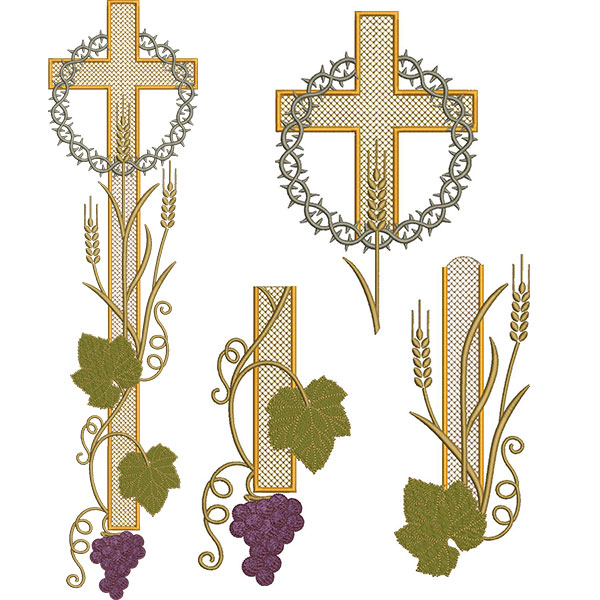 Cross Set With Wheat And Crown 53 Cm